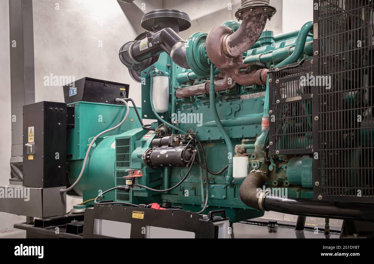 Bangkok, Thailand 03 Jan,2025 - Detail of Engine generator set powered ...