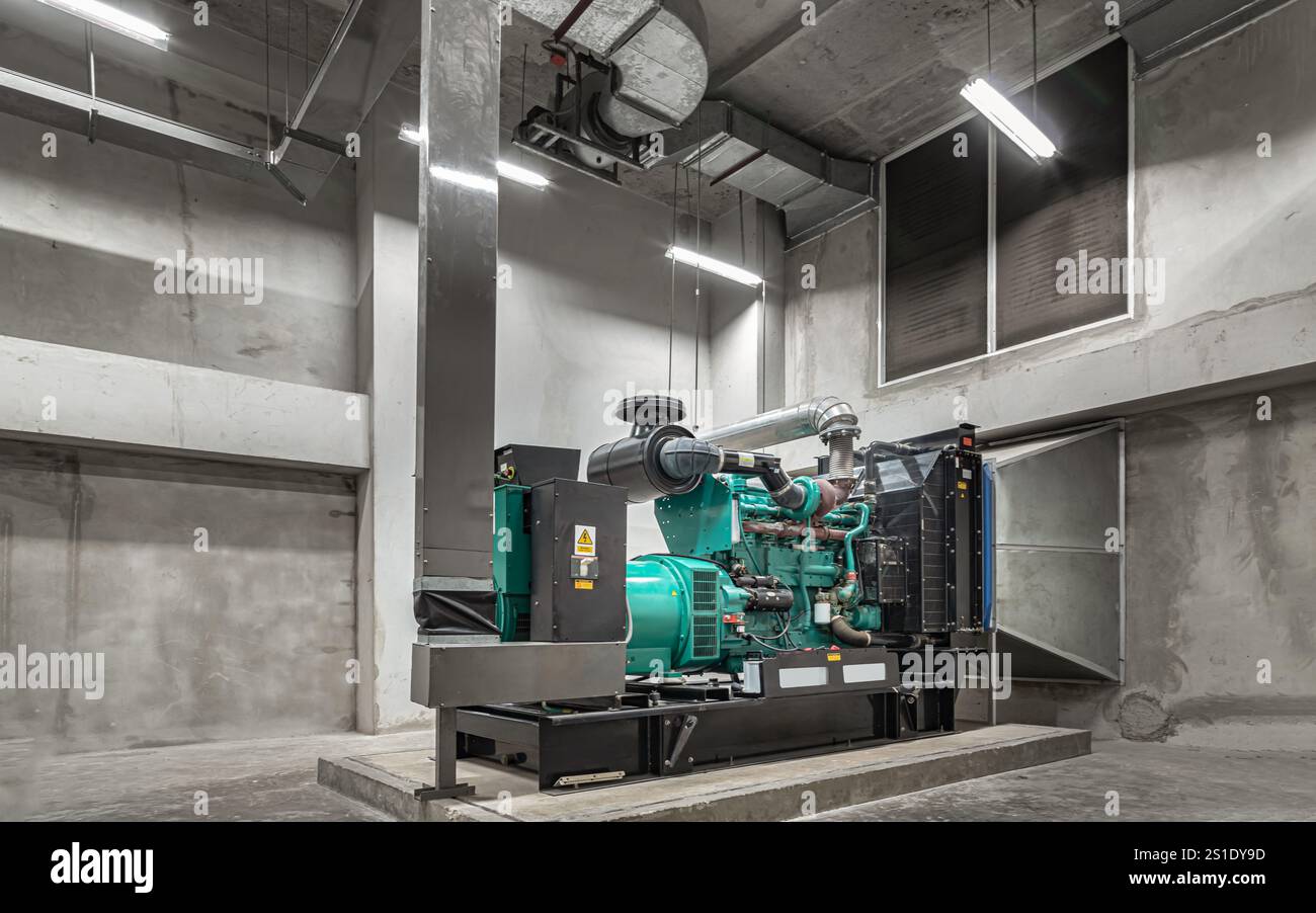 Bangkok, Thailand 03 Jan,2025 - Electricity generation room with Engine ...
