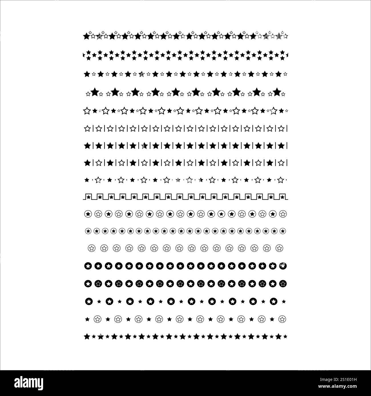 Star divider border frame horizontal line vector shape icon for ...