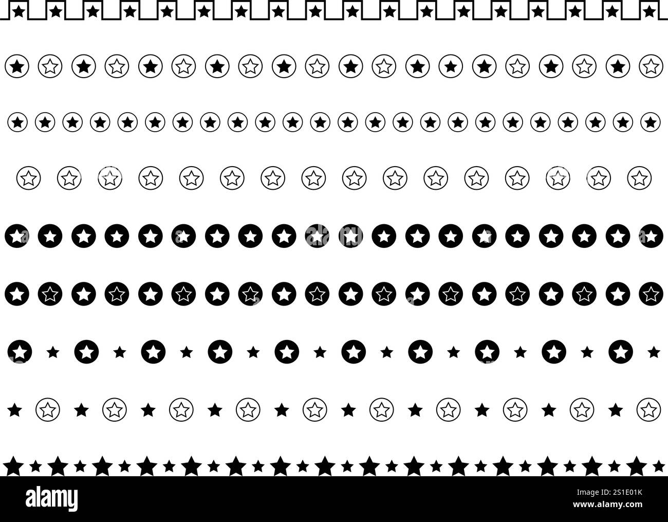 Star divider border frame horizontal line vector shape icon for ...