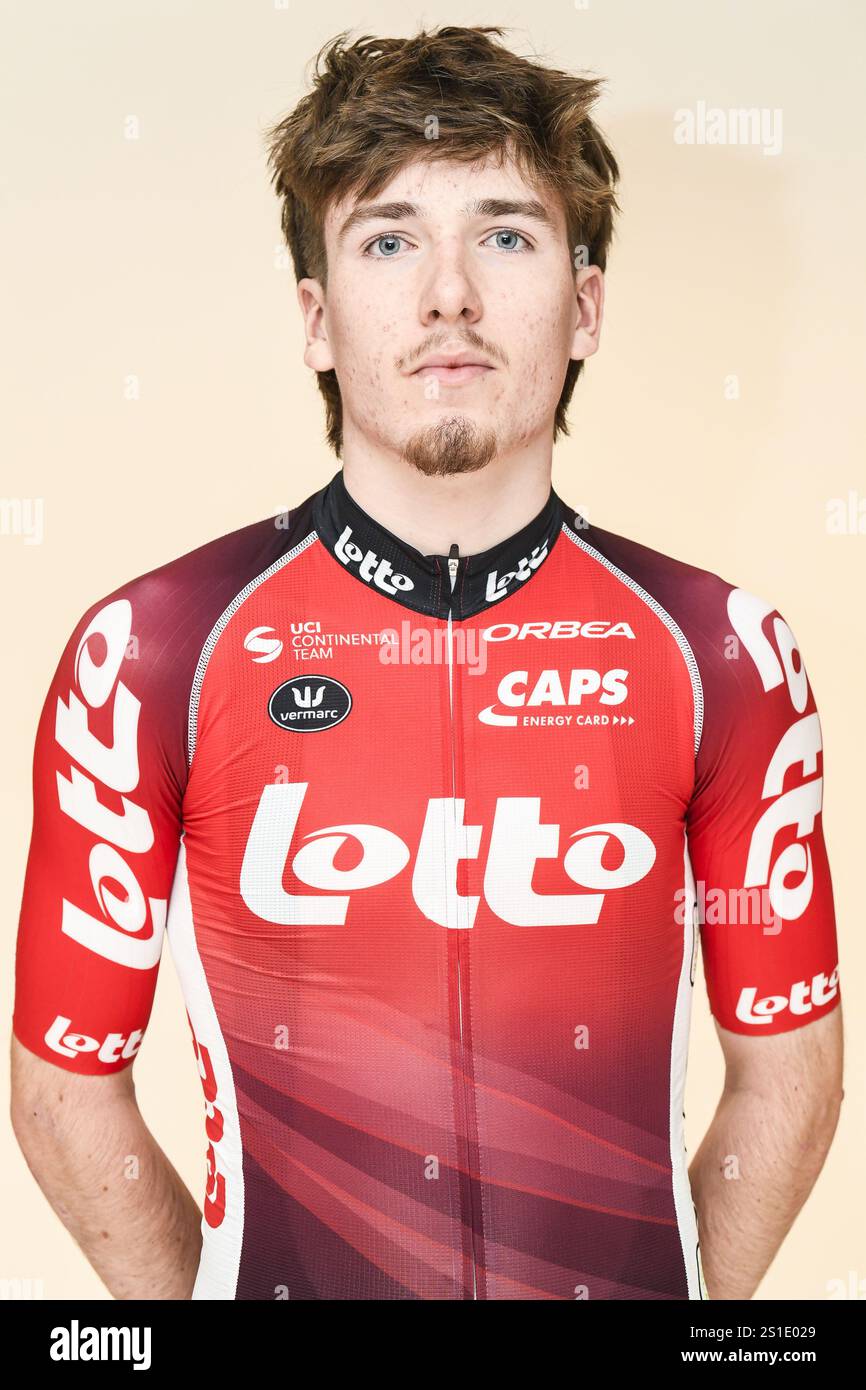 Temse, Belgium. 03rd Jan, 2025. Belgian Kamiel Eeman of Lotto Cycling ...