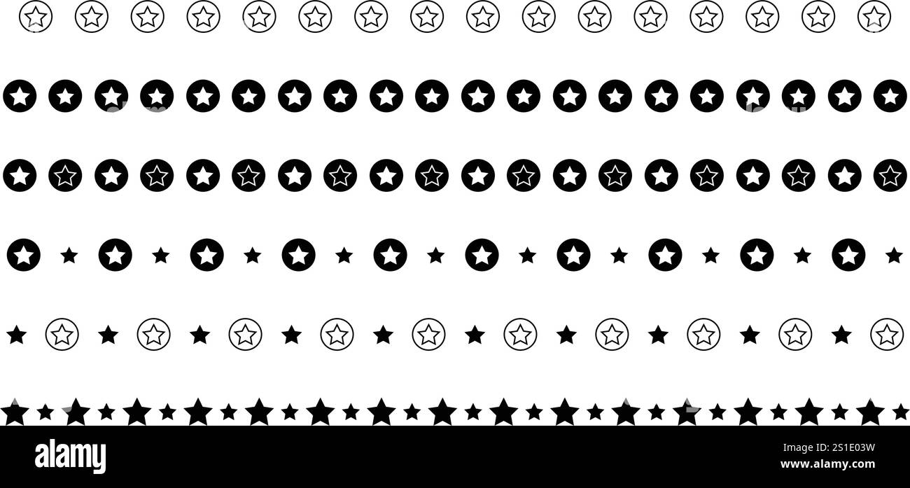 Star divider border frame horizontal line vector shape icon for ...