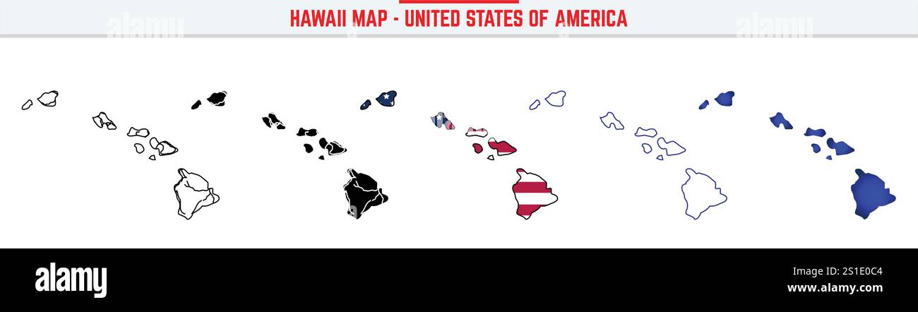 Hawaii Map with editable stroke icon. Hawaii USA State thin line icon ...