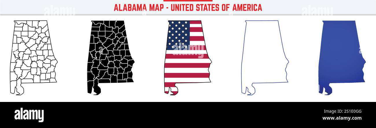 Alabama Map with editable stroke icon. Alabama USA State thin line icon ...
