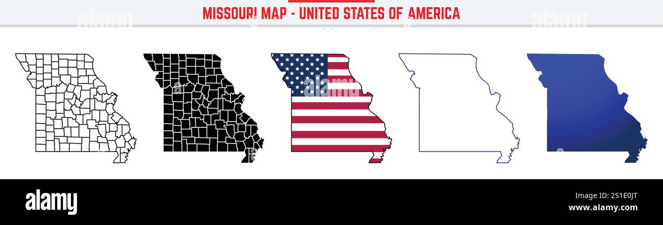 Missouri Map with editable stroke icon. Missouri USA State thin line ...