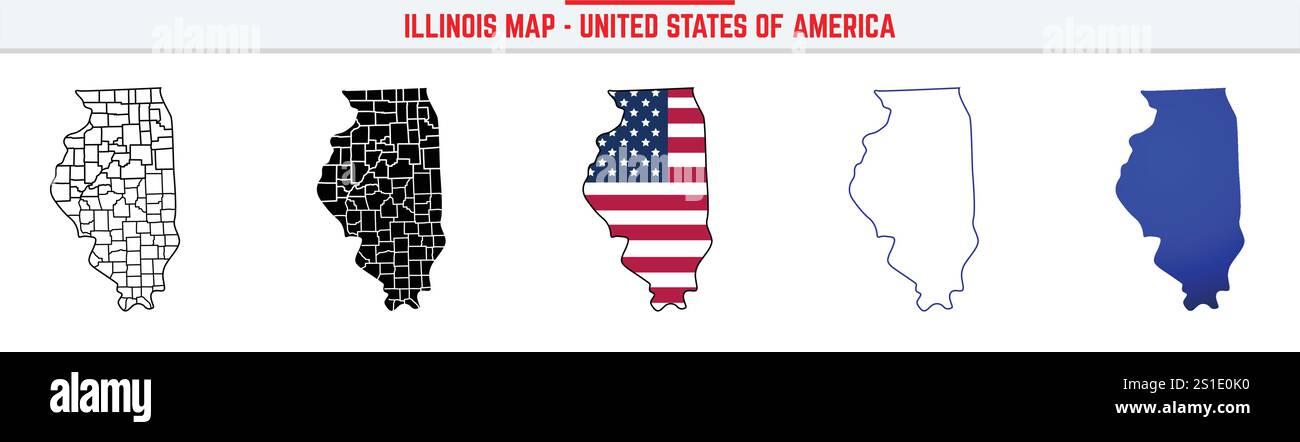Illinois Map with editable stroke icon. Illinois USA State thin line ...