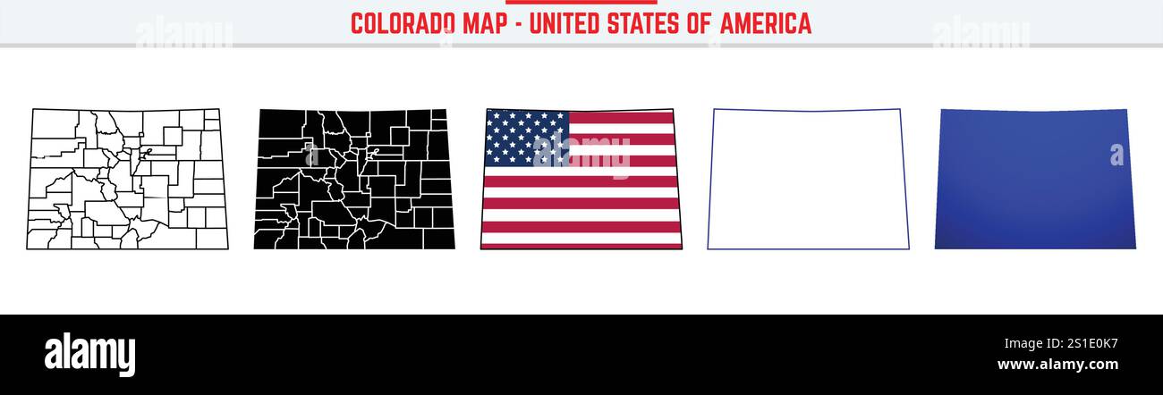 Colorado Map with editable stroke icon. Colorado USA State thin line ...