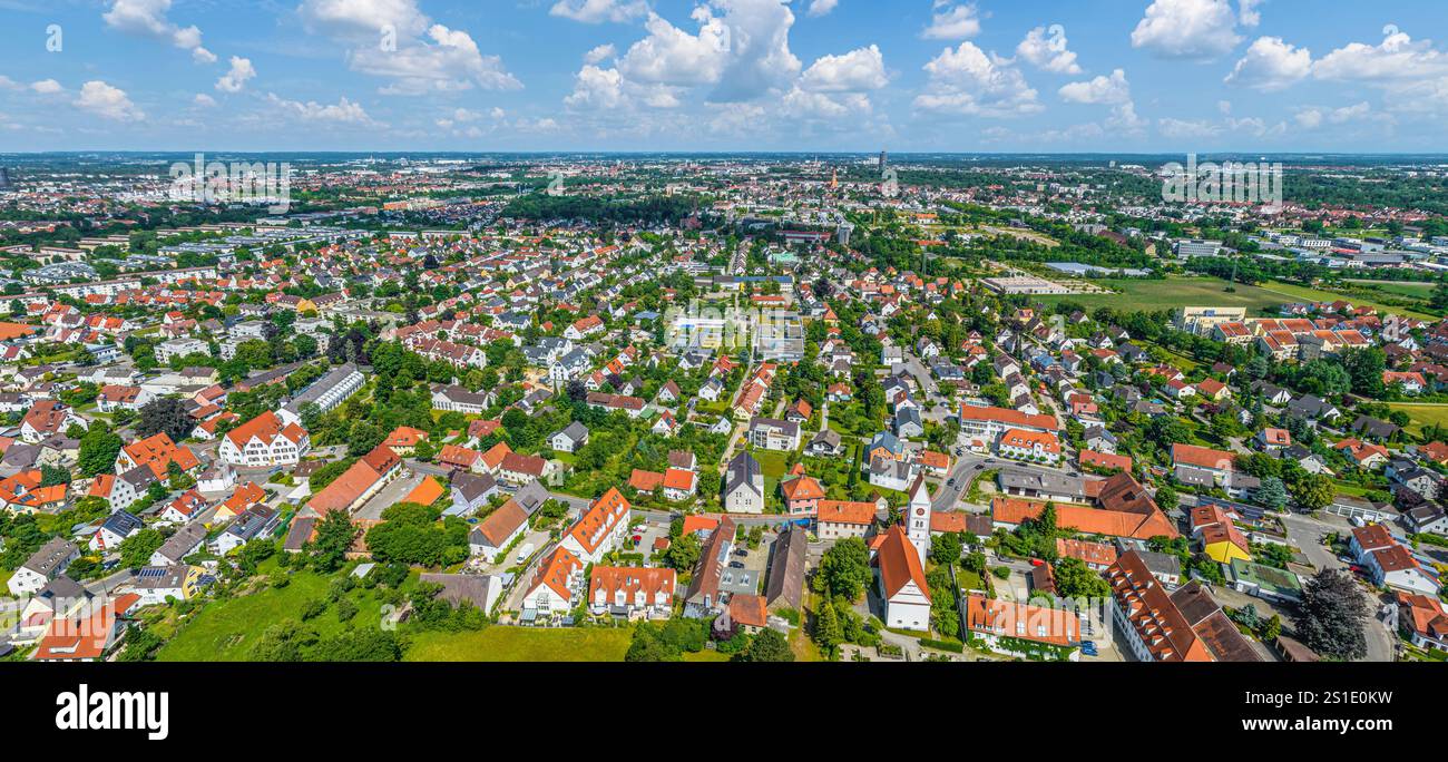 Aerial view of Stadtbergen on the eastern edge of the Augsburg Western ...