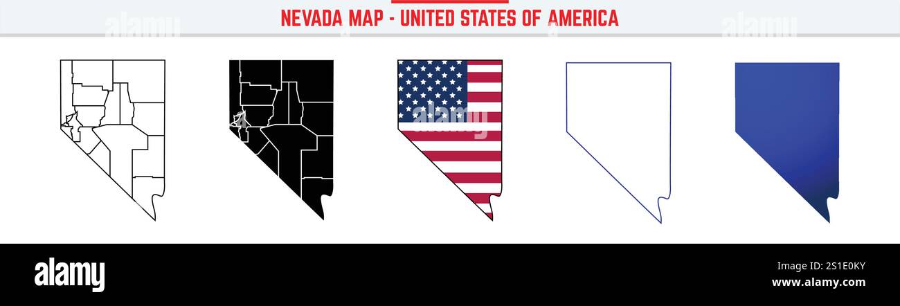 Nevada Map with editable stroke icon. Nevada USA State thin line icon ...