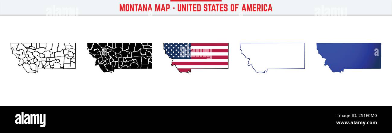 Montana Map with editable stroke icon. Montana USA State thin line icon ...