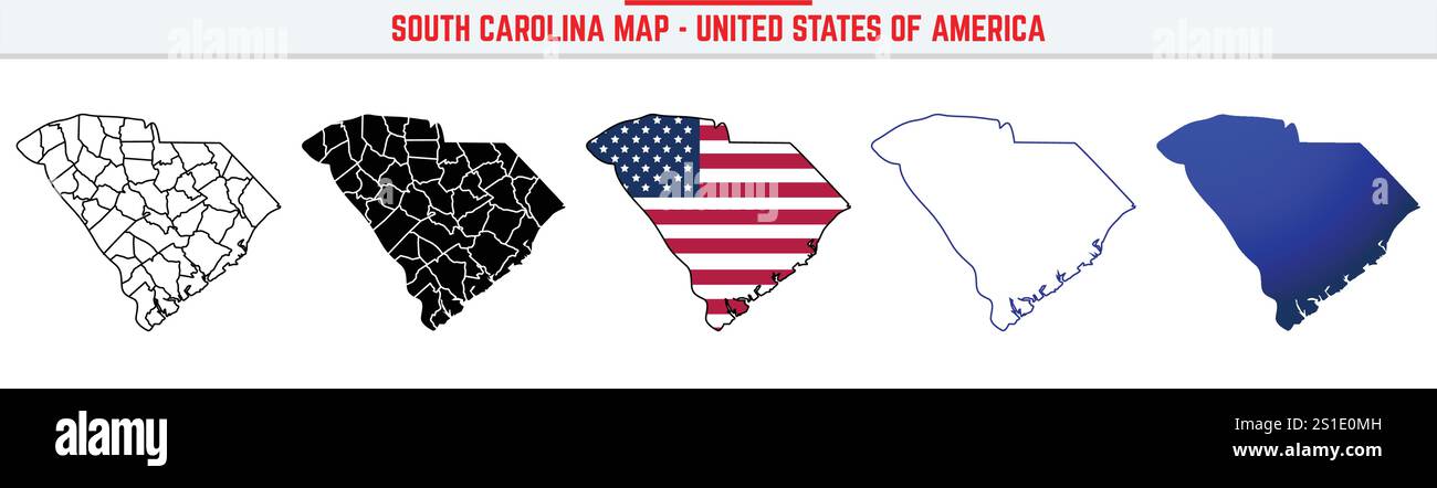 South Carolina Map with editable stroke icon. South Carolina USA State ...