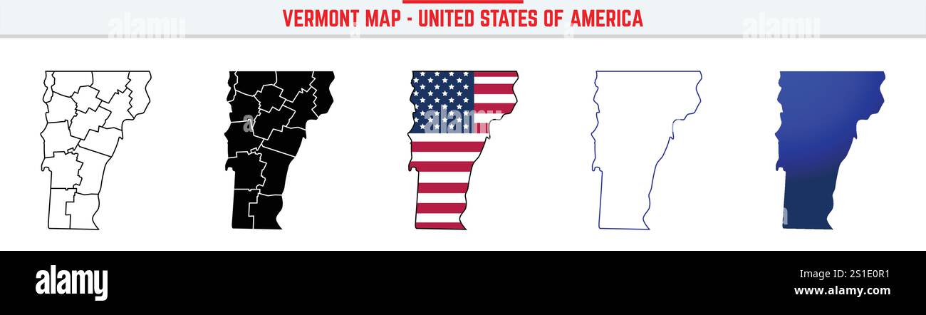 Vermont Map with editable stroke icon. Vermont USA State thin line icon ...
