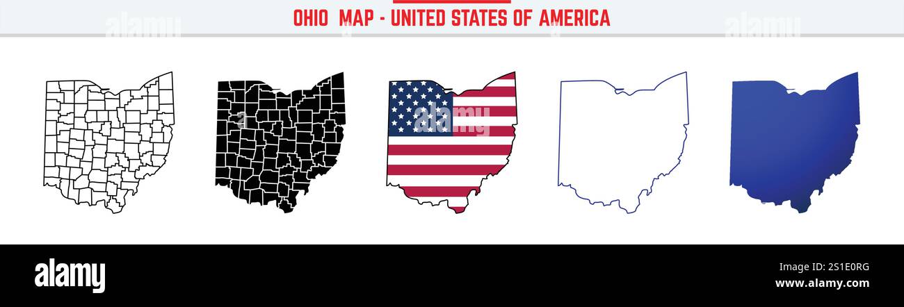 Ohio Map with editable stroke icon. Ohio USA State thin line icon, Ohio ...