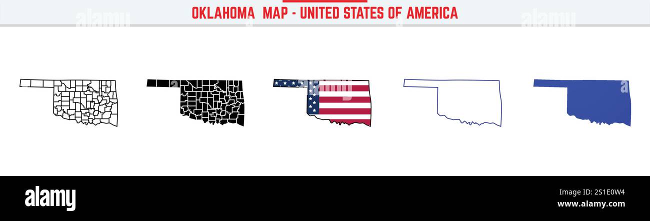 Oklahoma Map with editable stroke icon. Oklahoma USA State thin line ...