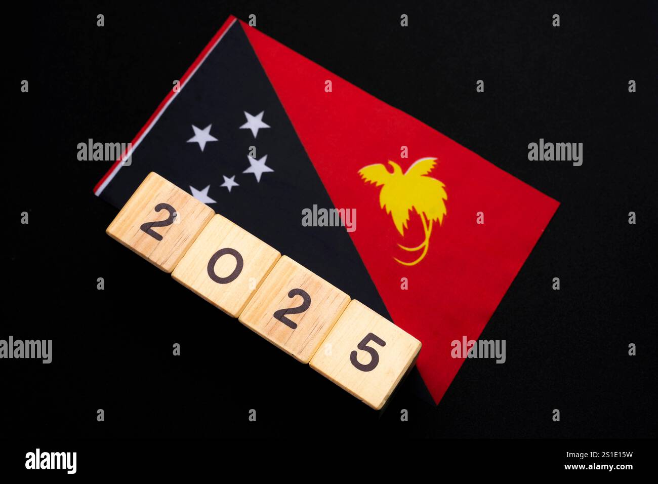 2025, Papua New Guinea, Papua New Guinea flag with date block, Concept ...