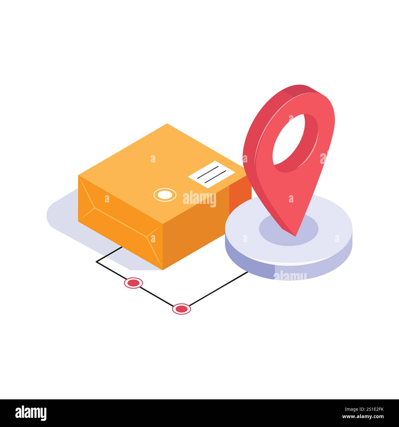 Delivery package with a location pin indicating its destination Stock ...