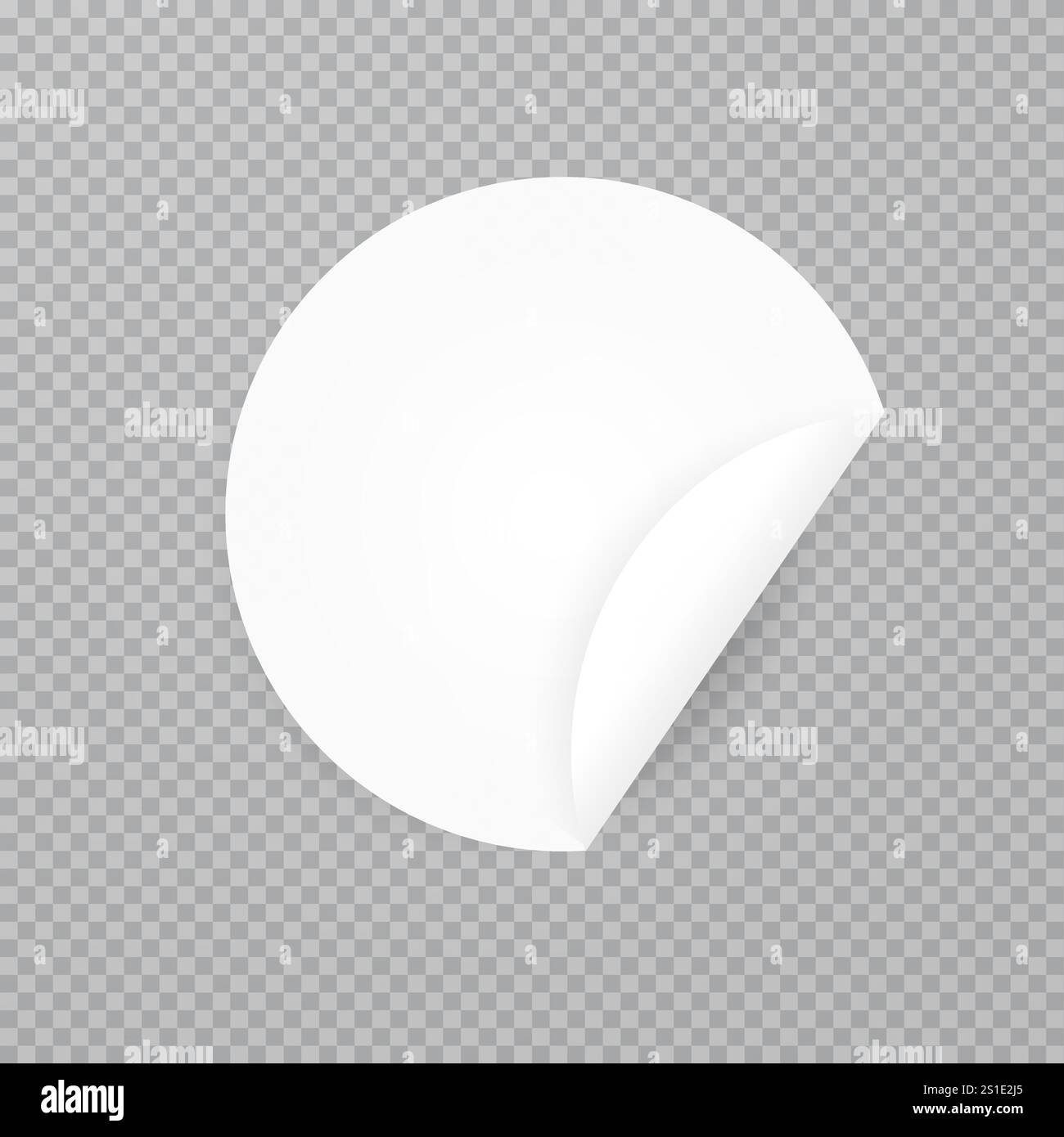 Vector realistic illustration white round sticker, clip art, tape ...