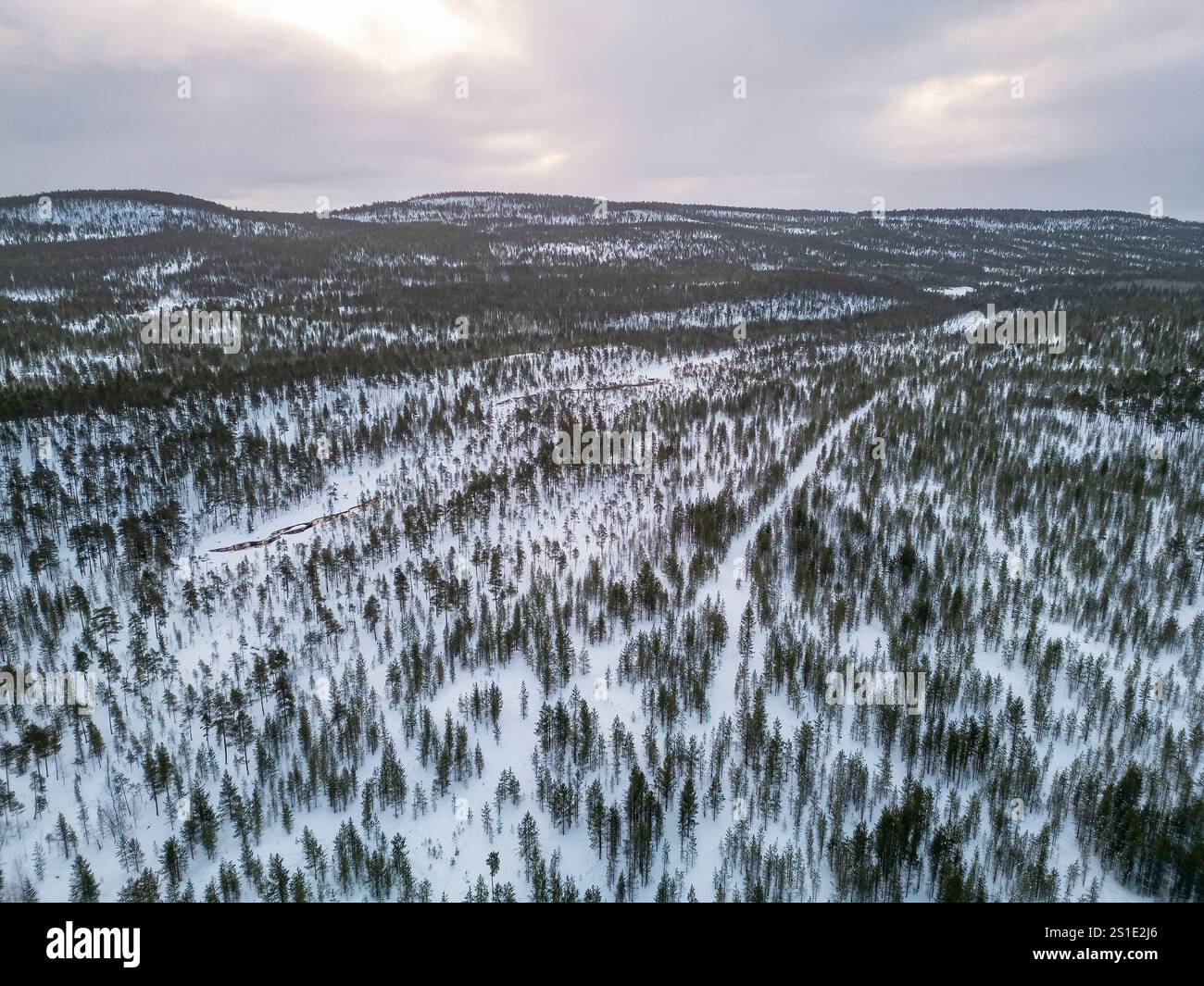 ice lapland winter aerial Inari Nellim frozen lakes and forest ...