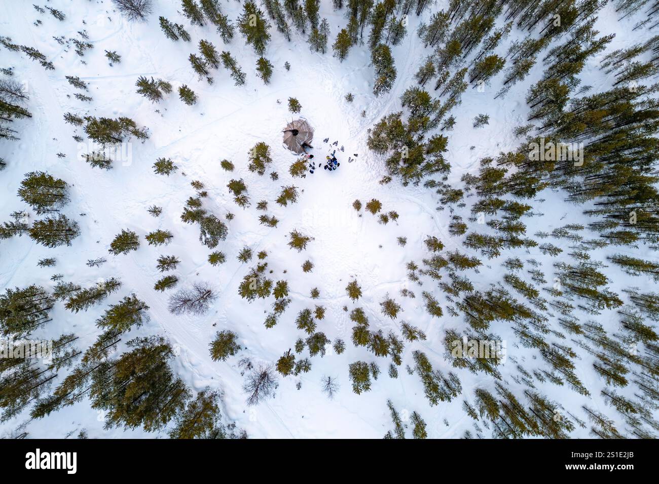ice lapland winter aerial Inari Nellim frozen lakes and forest ...