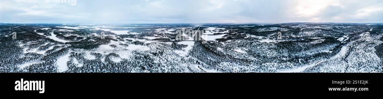 huge 360 degrees ice lapland winter aerial Inari Nellim frozen lakes ...