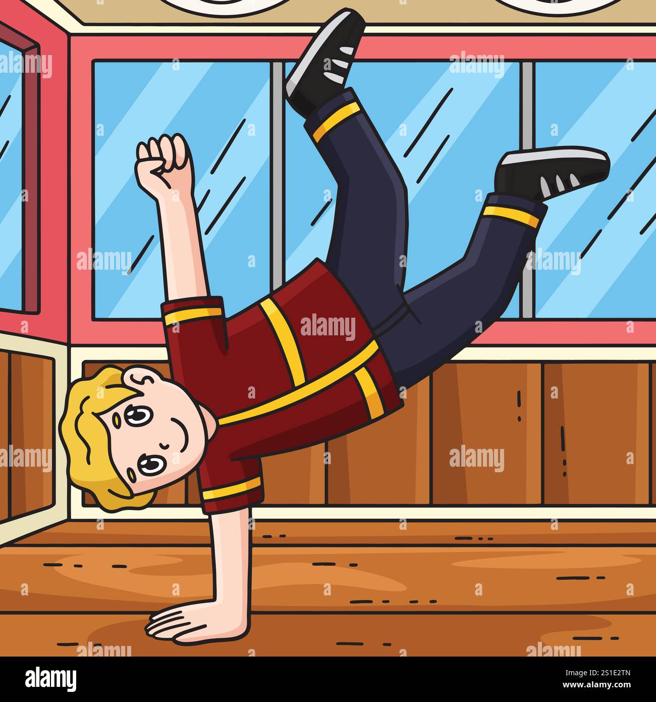 Breakdance B Boy with a One Hand Freeze Colored Stock Vector Image ...