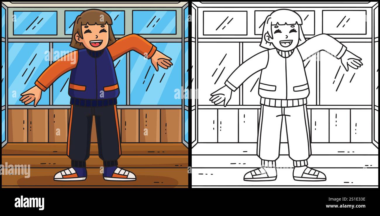 Breakdance B Girl doing an Arm Wave Illustration Stock Vector Image ...