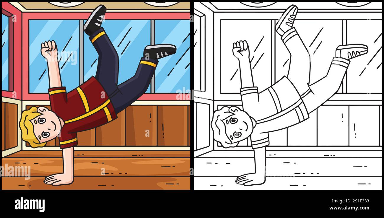 Breakdance B Boy One Hand Freeze Illustration Stock Vector Image & Art ...