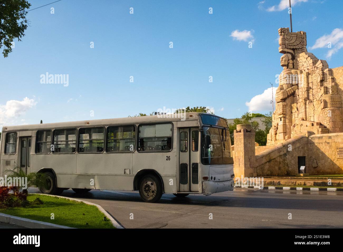 Bus in front of Monument to the Fatherland (1956) by Colombian sculptor ...
