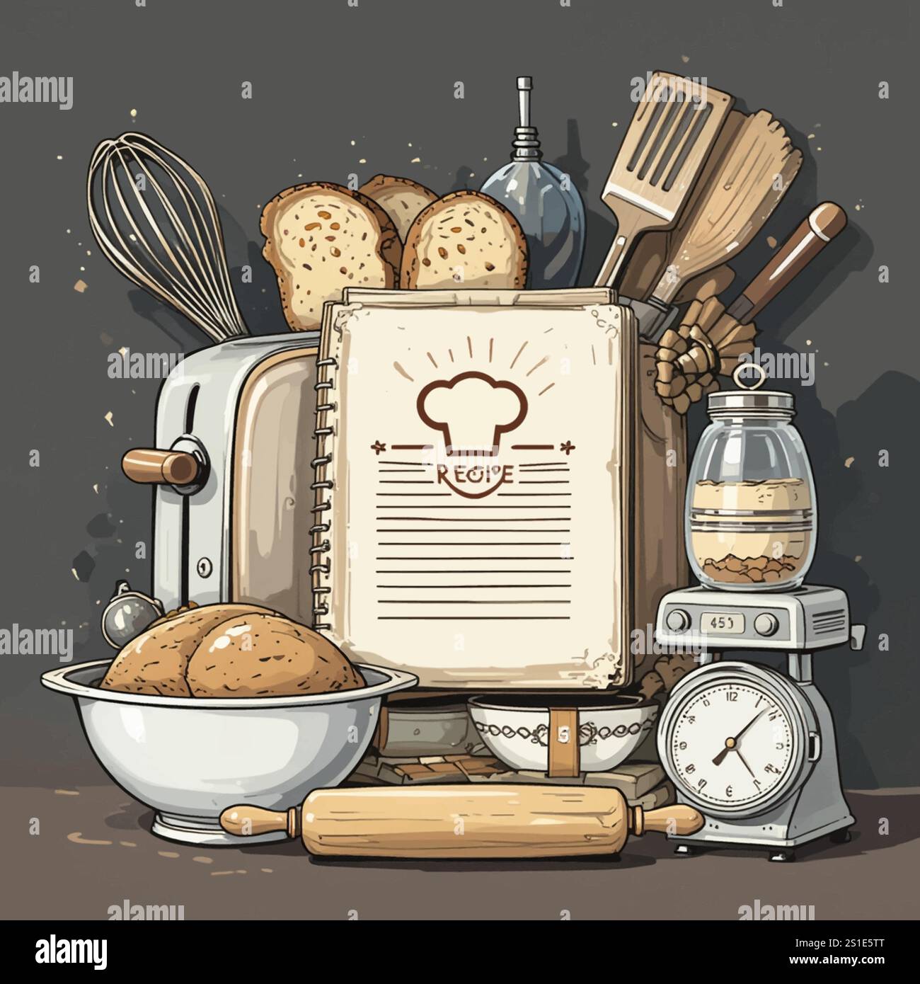 Linear style kitchen tools Stock Vector Image & Art - Alamy