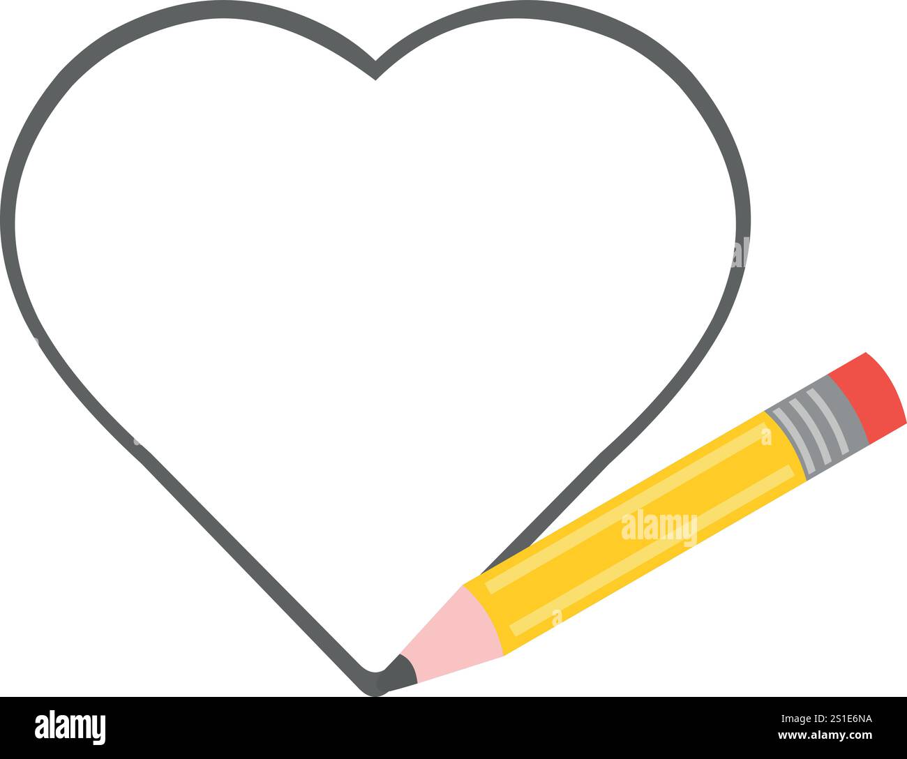 vector illustration pencil drawing fill outline line heart shape Stock ...