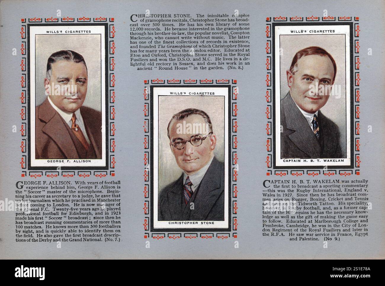 A collection of Will's Cigarette Cards of BBC Radio Celebrities circa ...