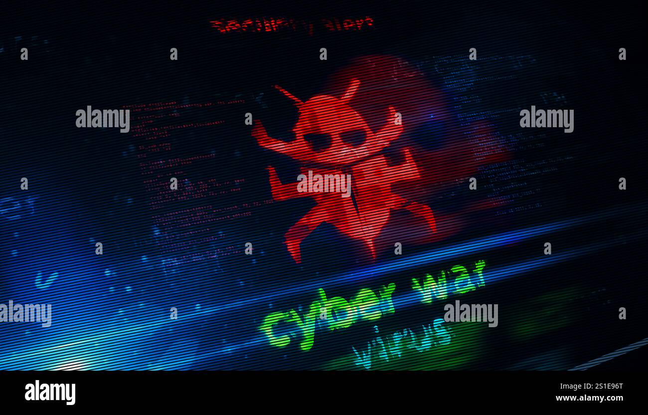 Cyber war and hybrid conflict symbol technology concept. Abstract sign ...