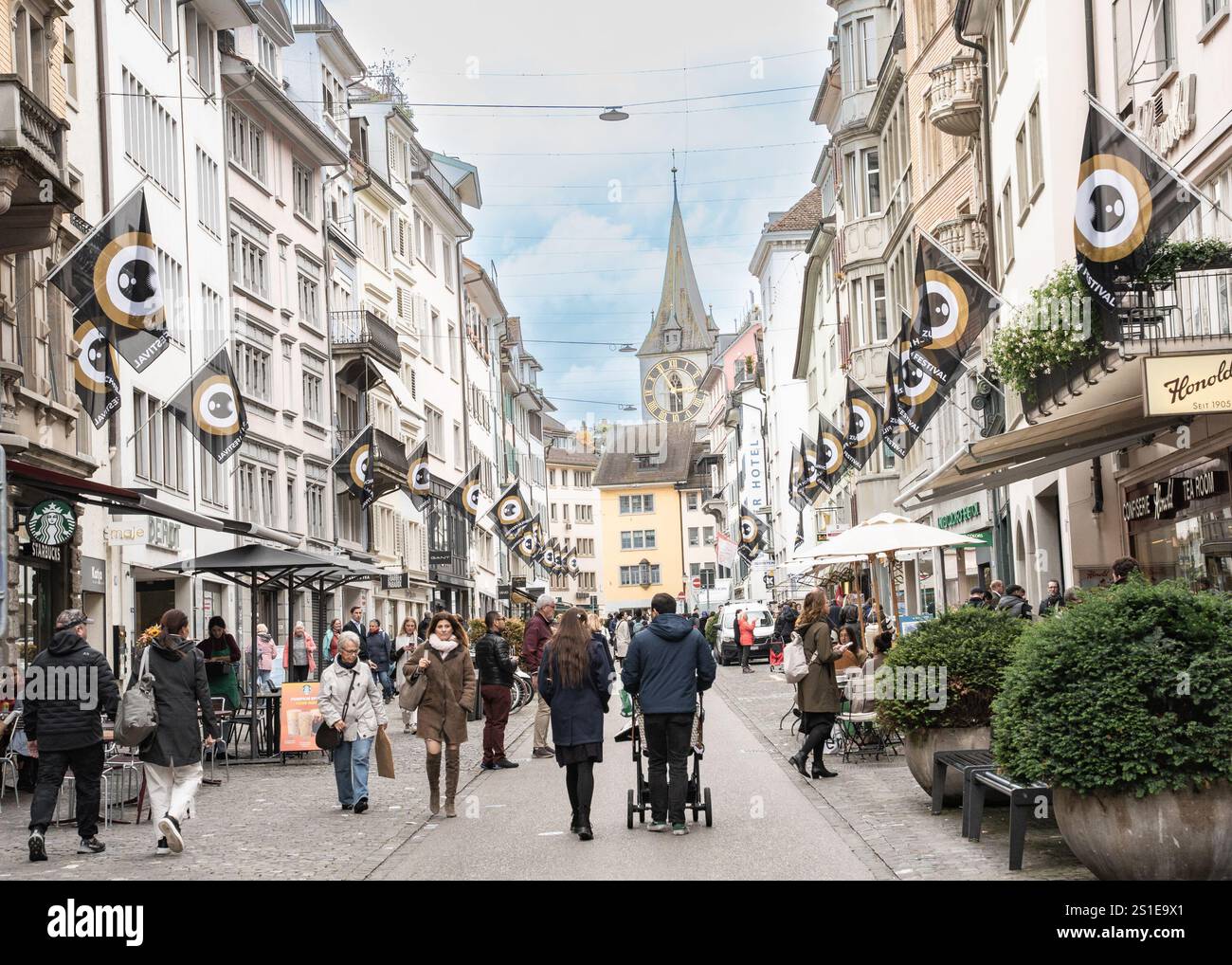 Zurich, Switzerland - October 3, 2024: Street scene from historic ...