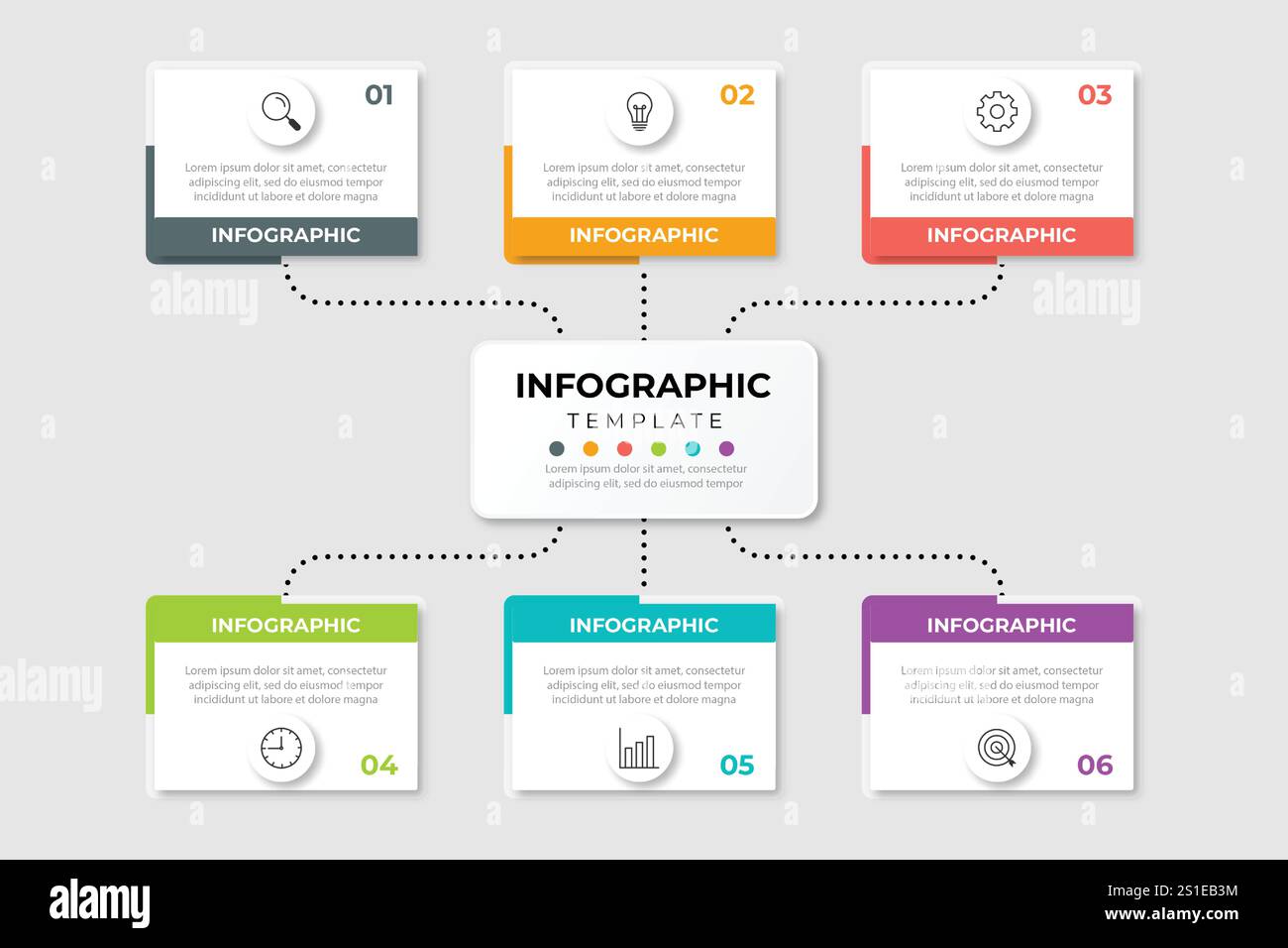 Business infographic design template with number 6 option. Vector ...
