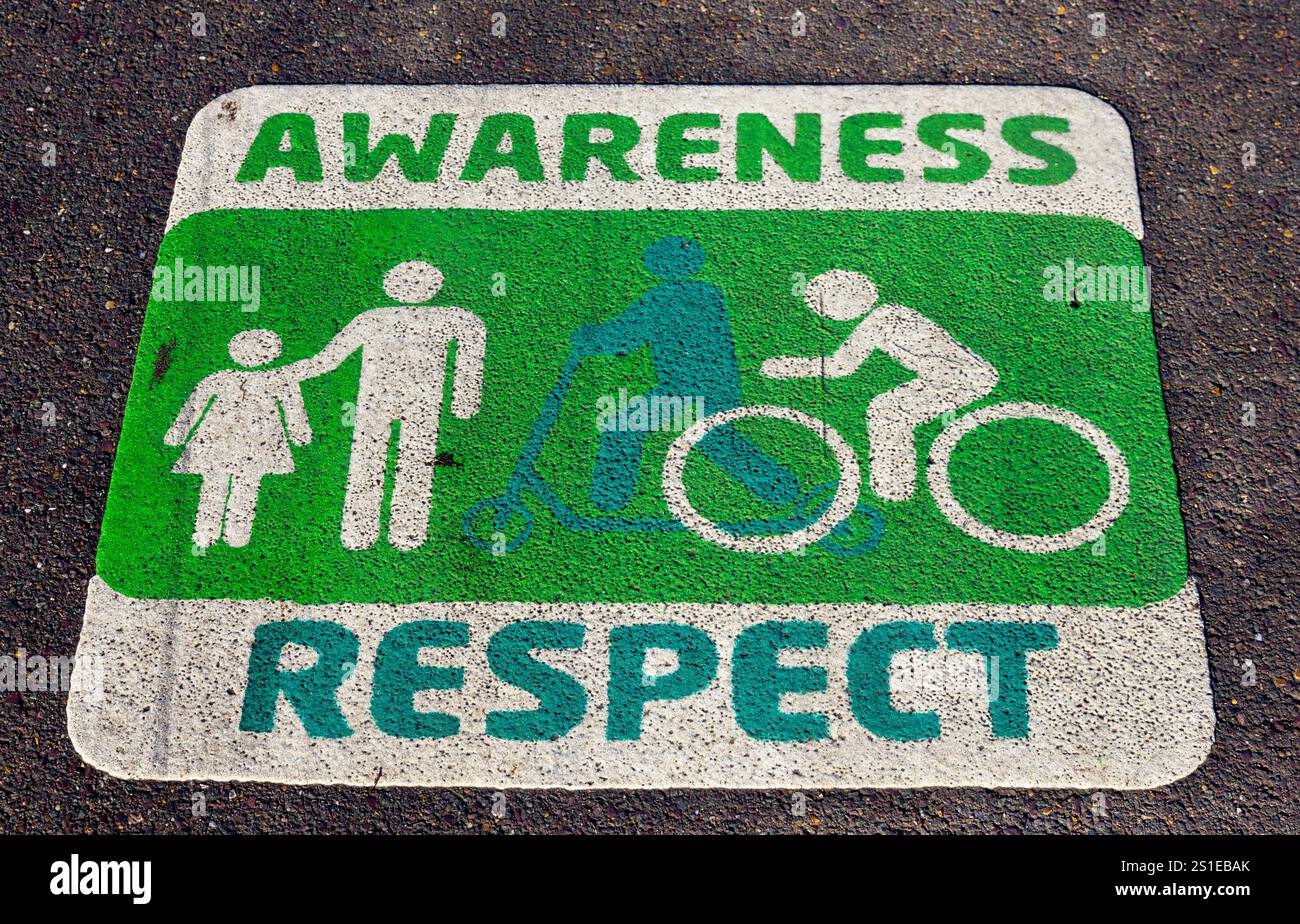 awareness and respect sign Midsummer Common Cambridge Stock Photo - Alamy