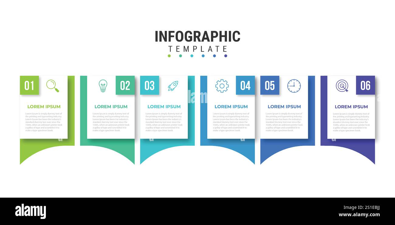 Business infographic design template with number 6 option. Vector ...