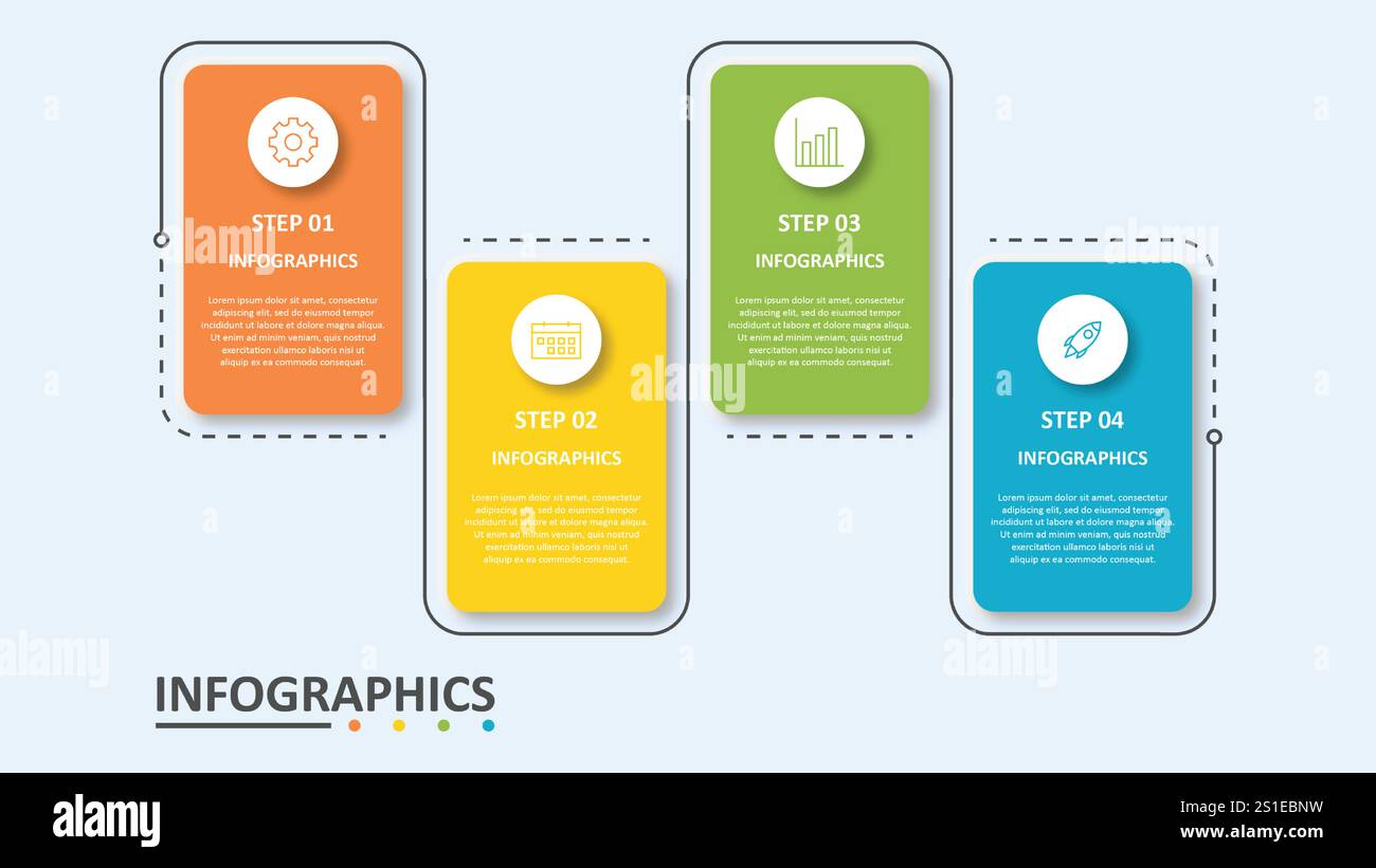Infographic design template.Business process with 4 steps. Vector thin line elements for ...