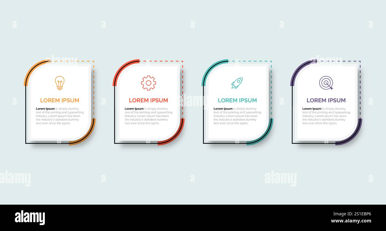 Infographic design template.Business process with 4 steps. Vector thin ...