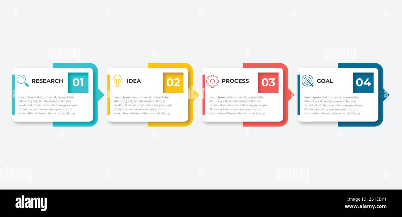 Infographic design template.Business process with 4 steps. Vector thin ...