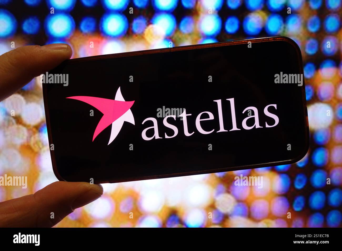 In this photo illustration, the Astellas Pharma company logo is seen ...