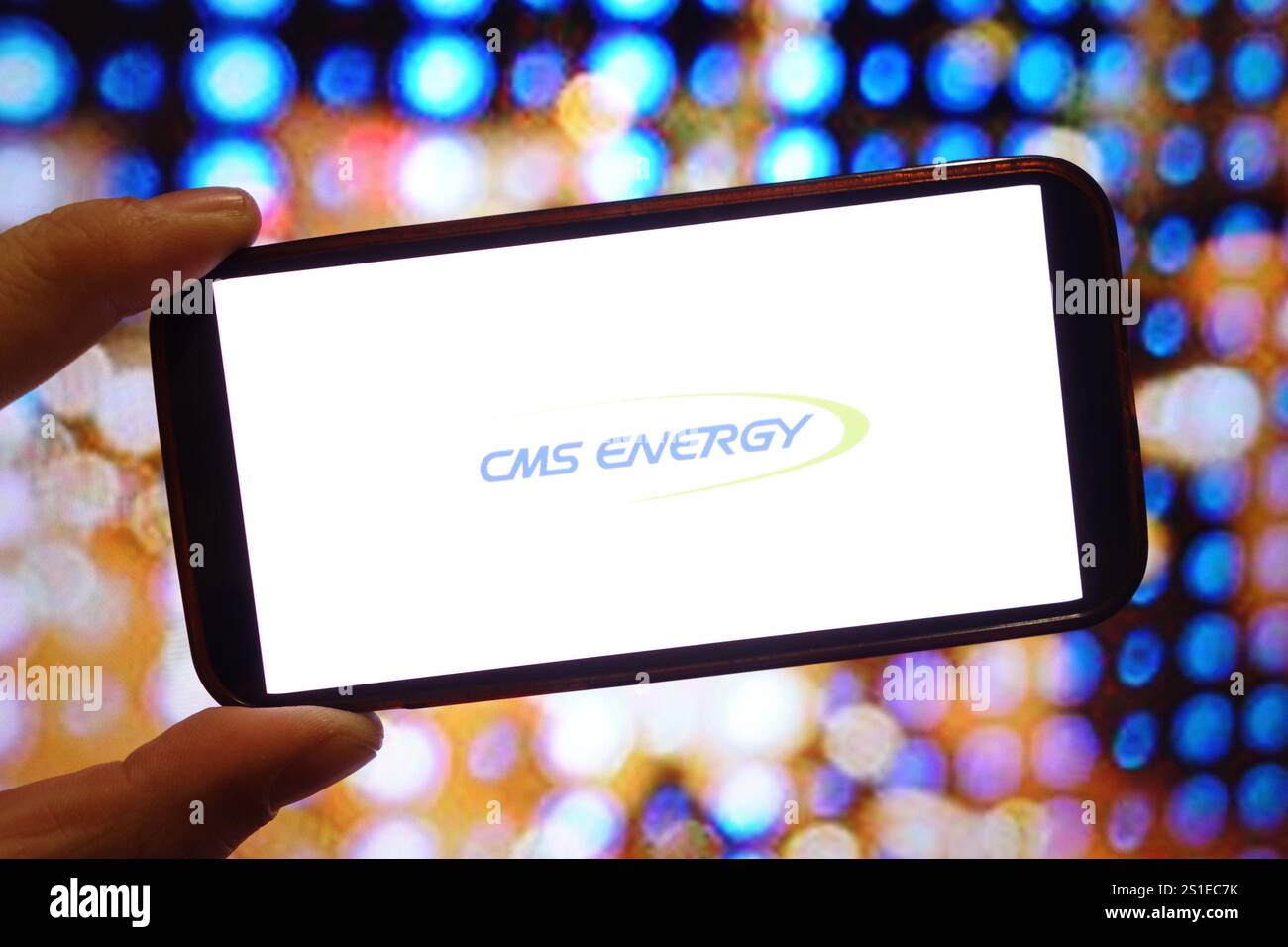 In this photo illustration, the CMS Energy company logo is seen ...