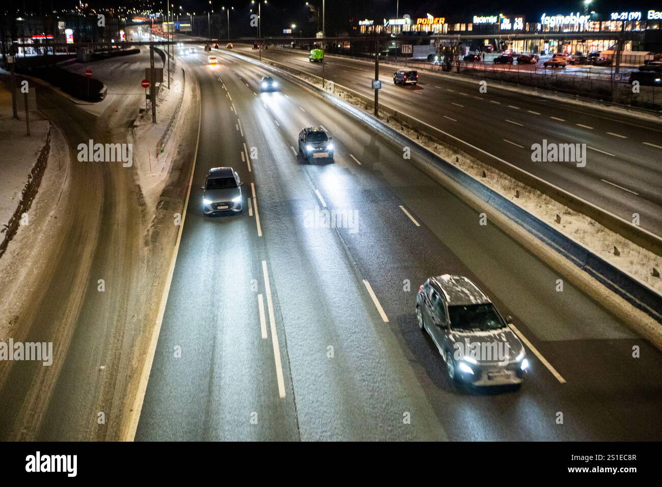 Oslo 20250102. Car traffic on the E6 at Alnabru on Thursday. Photo ...