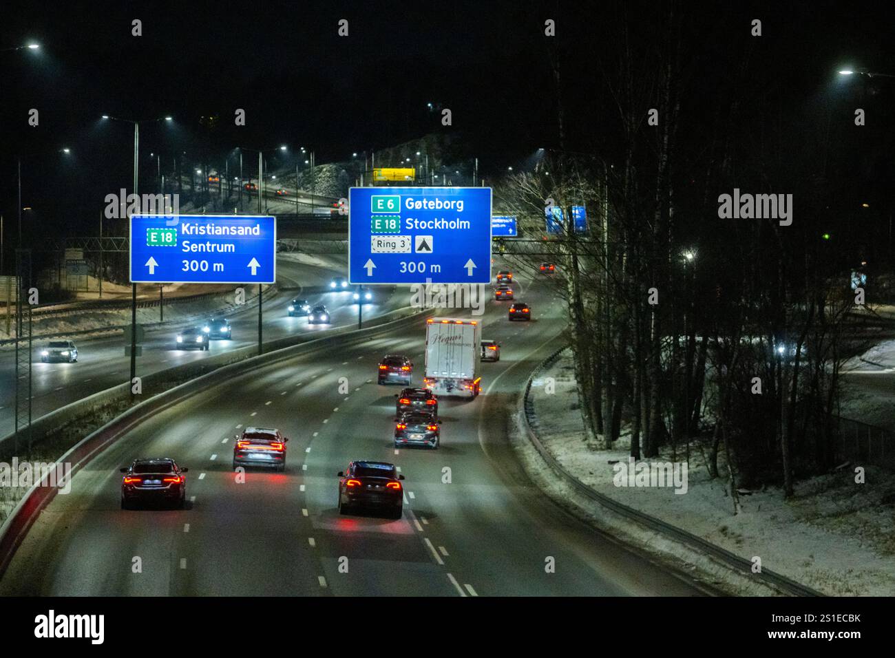 Oslo 20250102. Car traffic on the E6 at Alnabru on Thursday. Photo ...