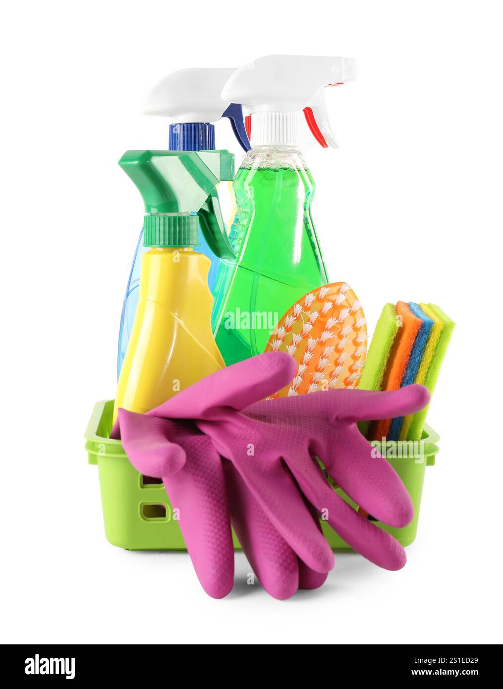 Set of different cleaning products isolated on white Stock Photo - Alamy