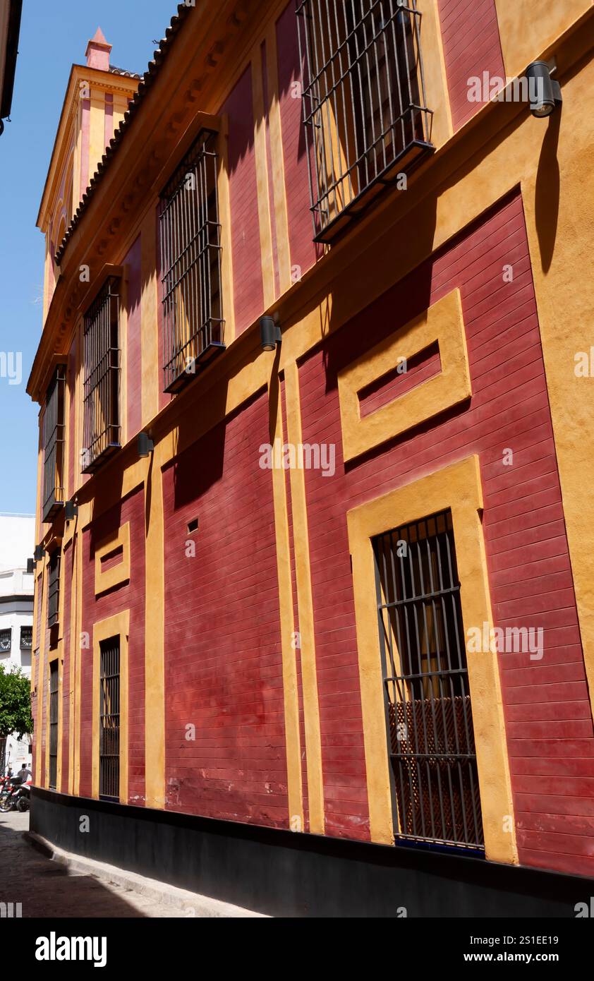 Museo de Bellas Artes de Sevilla, facade in crimsom and pipeclay colors ...