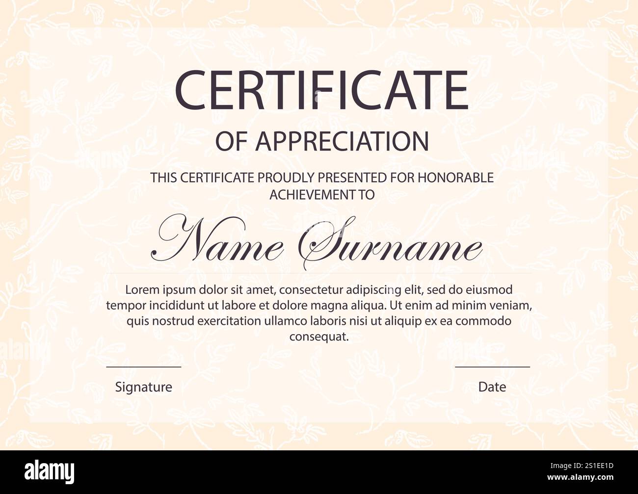 Certificate of appreciation template. Corporate diploma with flourish ...