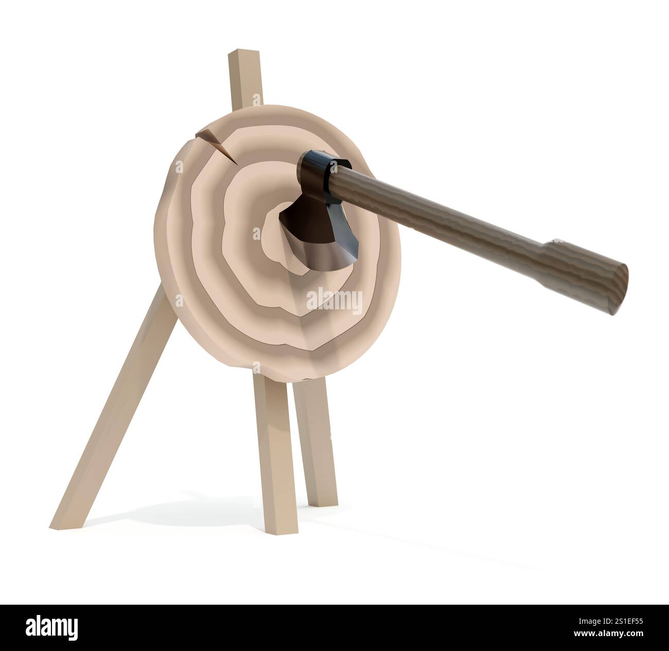 Axe hits wooden target, isolated on the white Stock Photo - Alamy
