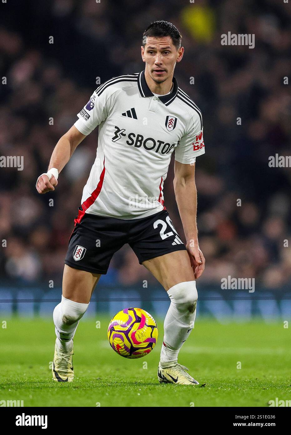 Fulham's Sasa Lukic in action during the Premier League match at Craven ...