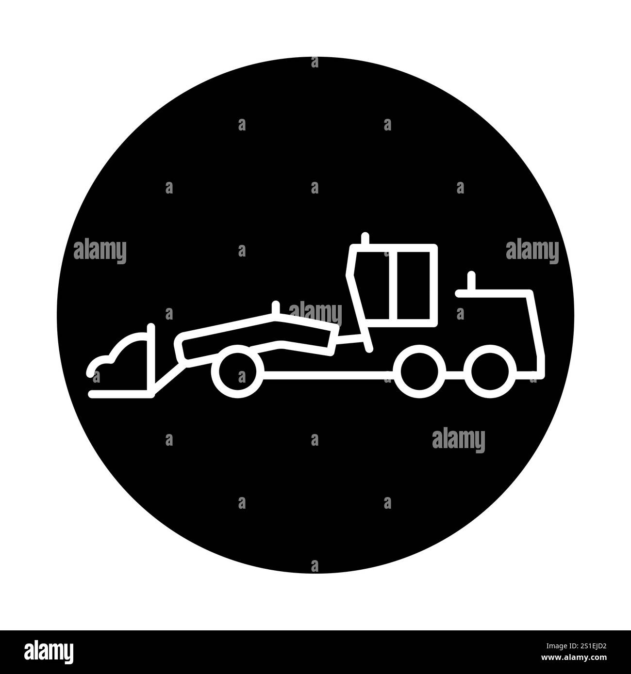 Snow Grader black line illustration. Snow removal machine. Editable ...