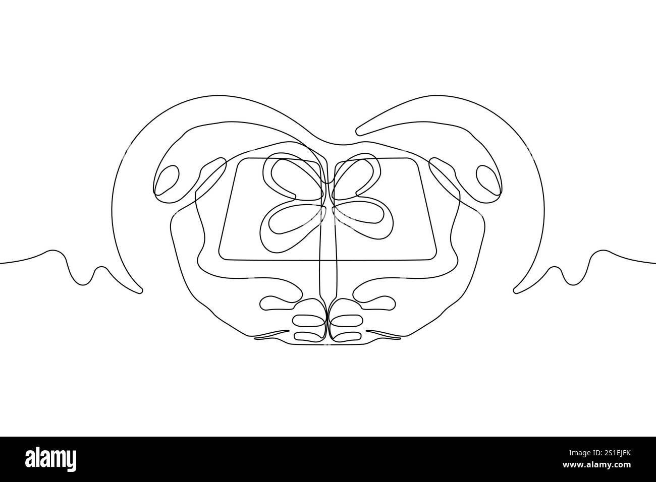 Continuous one line drawing hand holding heart. Charity donation linear ...